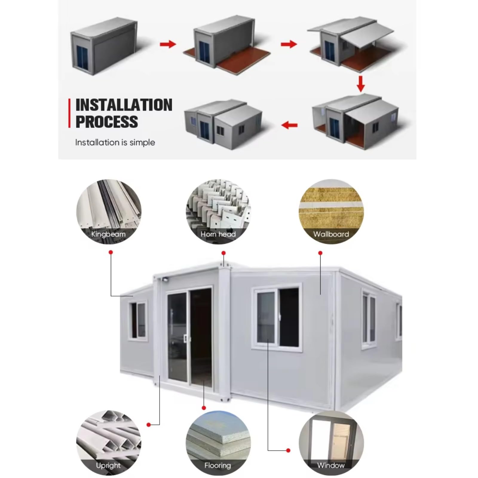 Other Prefab Houses 2 Bed 1 Bath Home 30FT Expandable Folding Mobile Tiny House Prefabricated with Container House