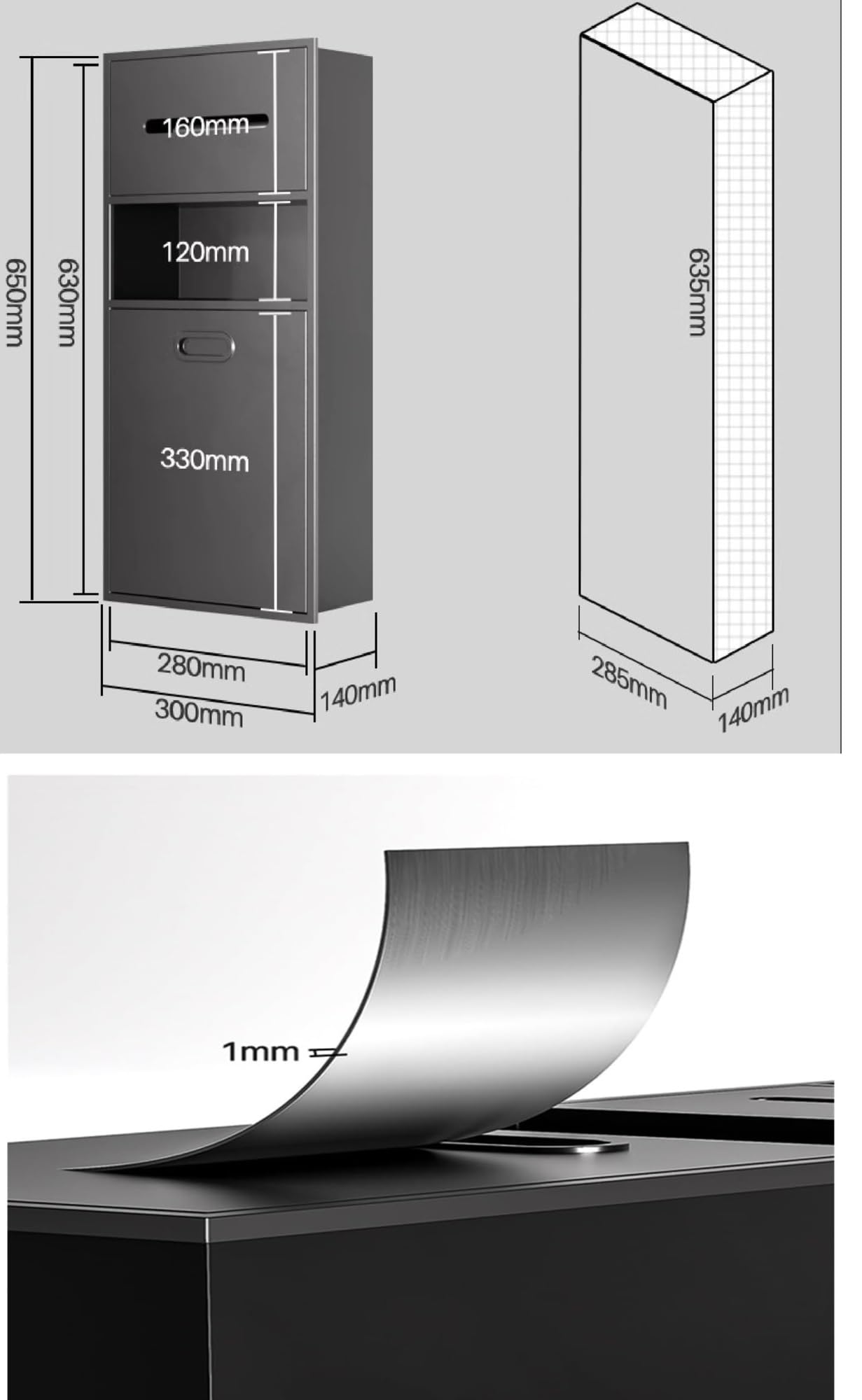 YUZDNM Recessed Shelf Organizer Shower Niche - Stainless Steel Shower Nich, Garbage Can Built-in Alcove, Stainless Steel Bathroom Niche, for Kitchen Living Room Bedroom Storage Rack(Grey,30x14x65cm)