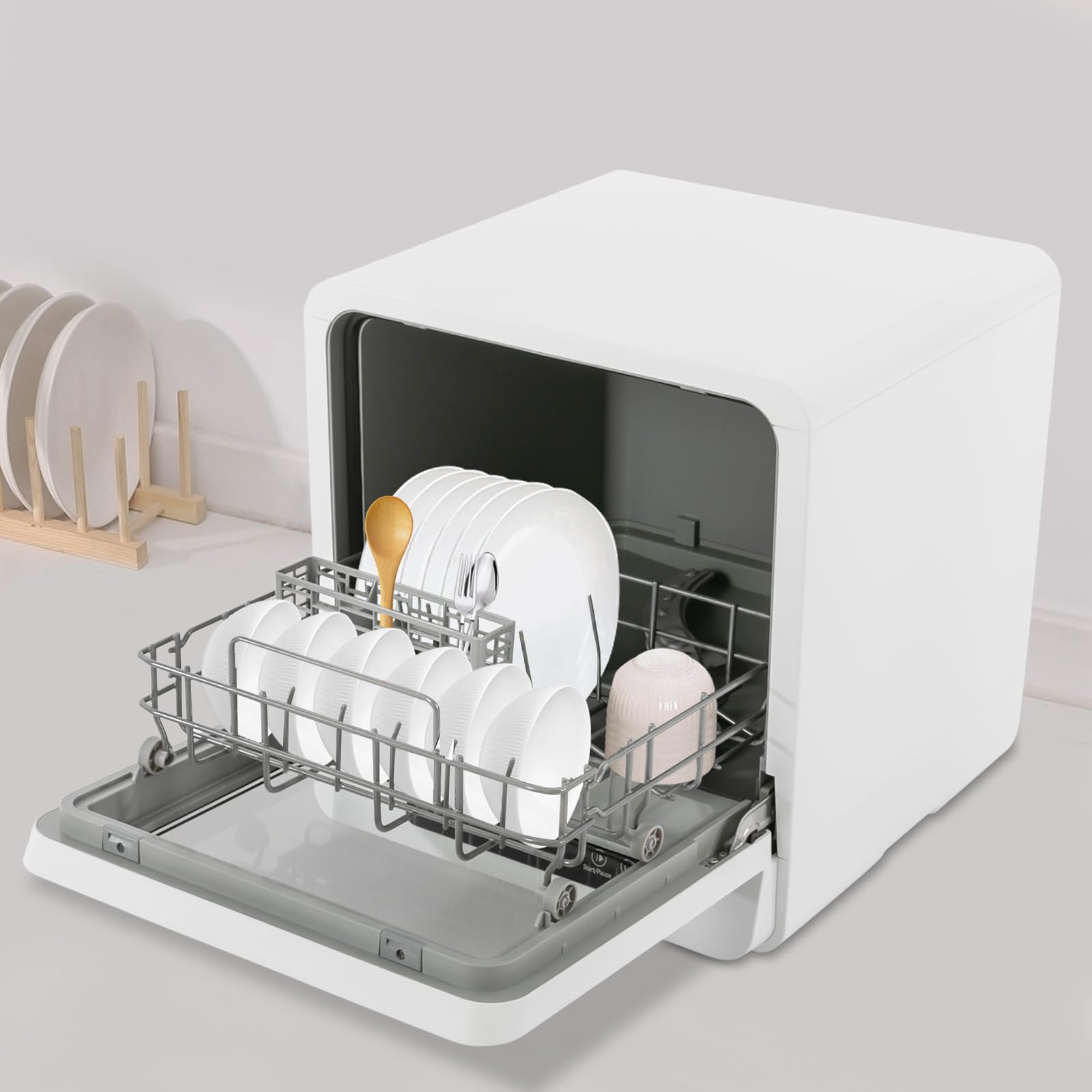 Portable Countertop Dishwashers 590W Mini Dishwasher, 5 Wash Programs 360° Spray Countertop Dishwasher, Portable Compact Automatic Dishwasher for Apartments, Dormitories and RVs Camping