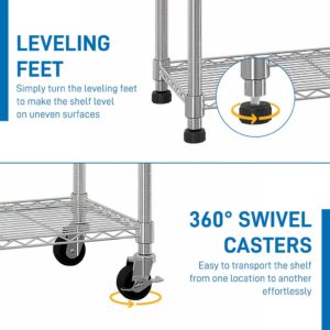 AMZOSS Storage Shelves 17.7" D × 46" W × 82" H Solid Steel Wire Shelving Storage Unit 6 Tier Adjustable Shelves Organizer Rack for Restaurant Garage Pantry Kitchen Garage,Silver