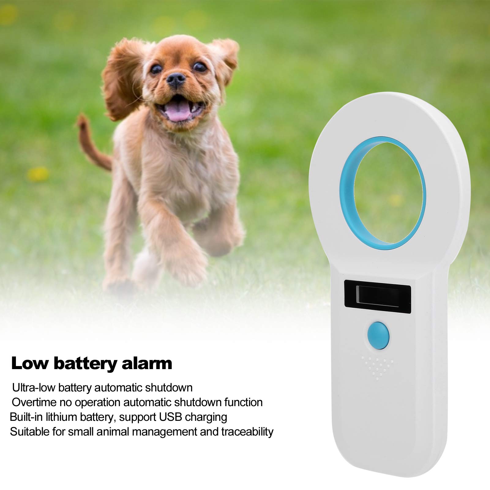 Pet Microchip Reader Scanner, EMID Animal Handheld Reader, Rechargeable Animal Tag Reader for Dog Pet Cat Pig Animal