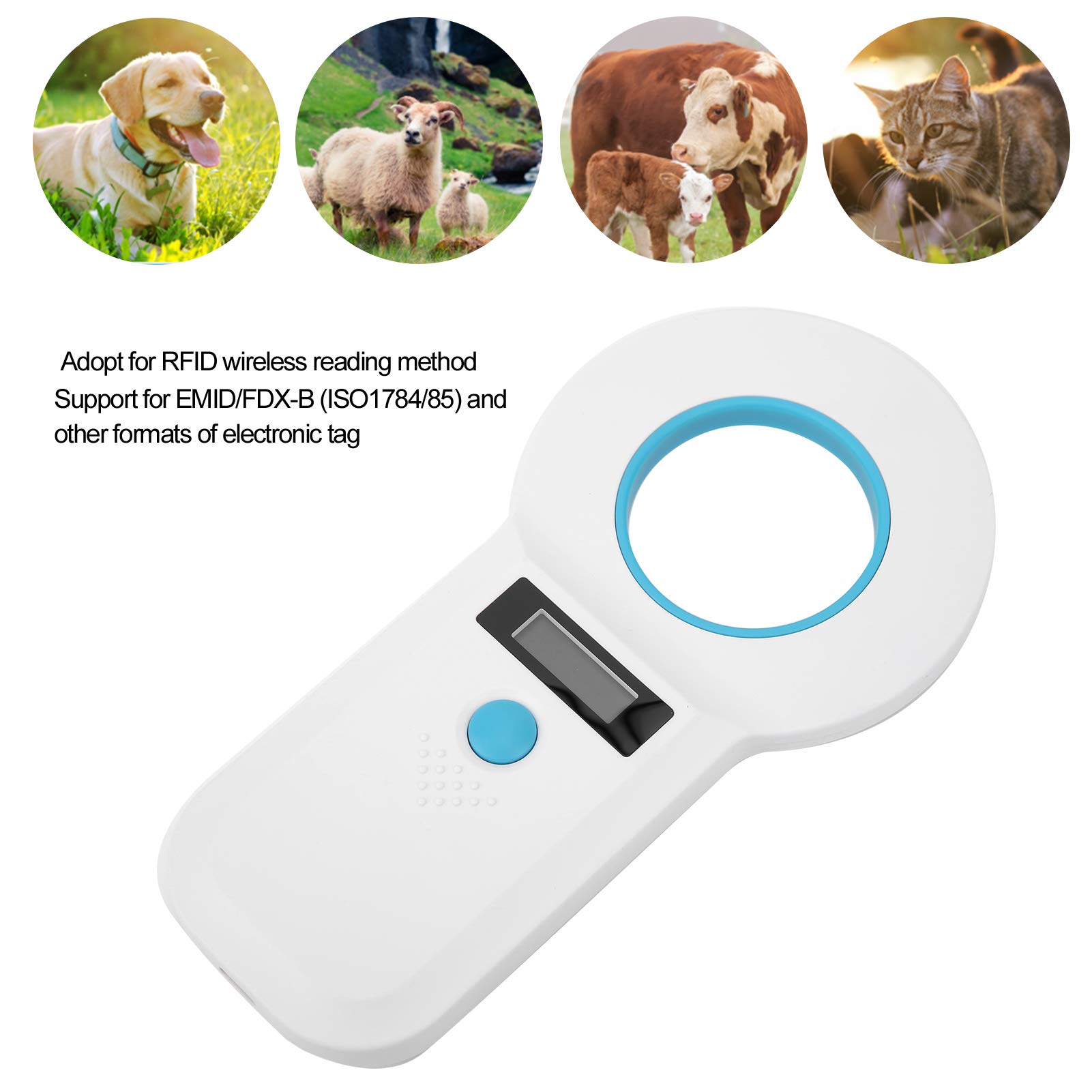 Pet Microchip Reader Scanner, EMID Animal Handheld Reader, Rechargeable Animal Tag Reader for Dog Pet Cat Pig Animal