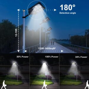 iReCaDaTa 1000W Commercial Solar Street Lights Outdoor, 480 LED 6500K LED Flood Lights Dusk to Dawn Lamp with Motion Sensor, IP67 Waterproof for Parking Lot, Yard, Garden,Patio, Driveway