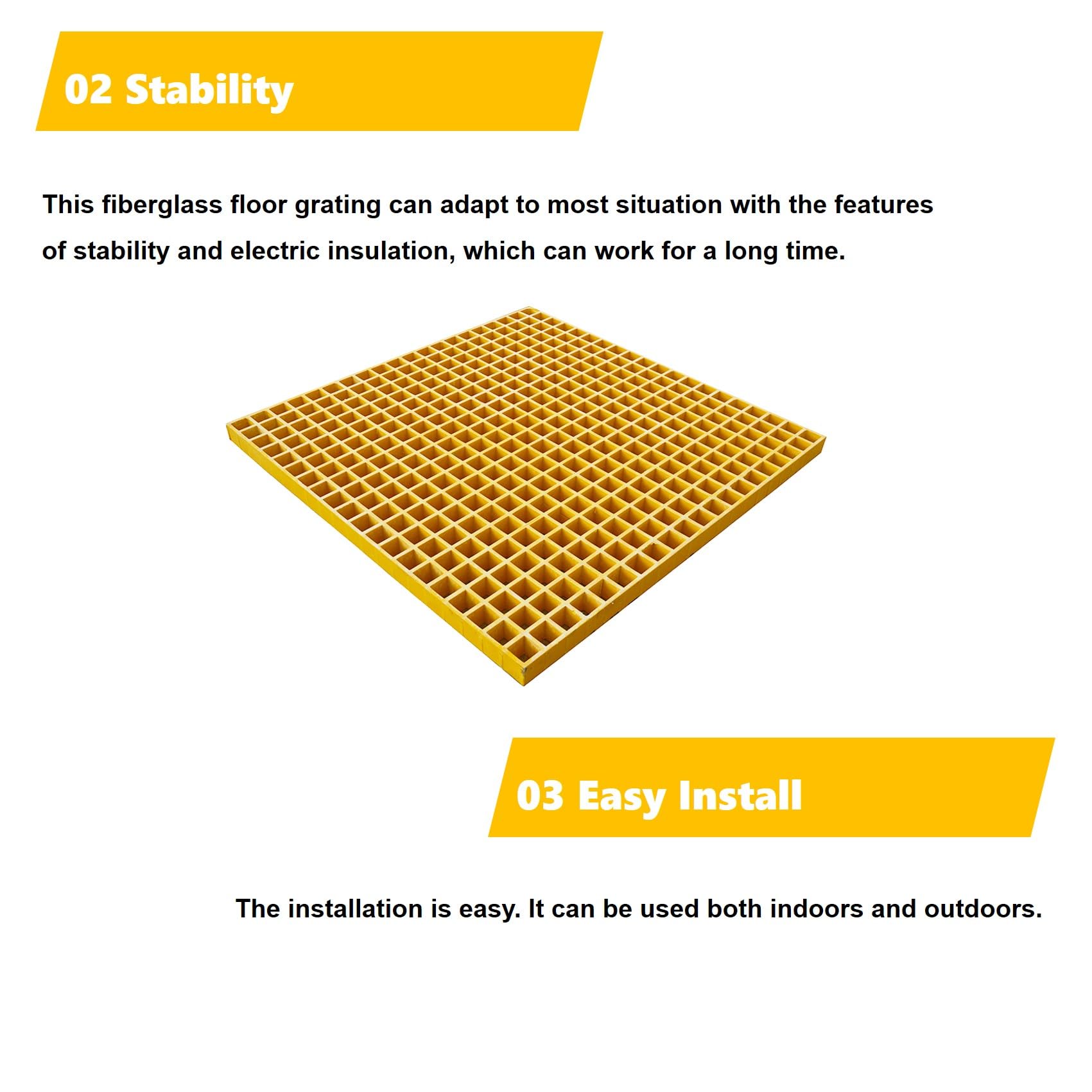 Banfluxion 31.9"x31.9" Fiberglass Floor Grating Car Wash FRP Grating 0.5 tons Bearing Capacity Yellow