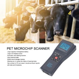 Microchip Tag Reader, Handheld LCD Screen Pet Microchip Scanner Rechargeable Battery for Animal Ear Tag (#1)