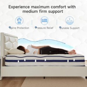 ONBRILL Queen Mattress, Motion Isolation,10 Inch Gel Memory Foam Hybrid Mattress in a Box,Individually Pocket Innerspring,Back Pain Relief,Breathable,Pressure Relief Non-Fiberglass Mattress