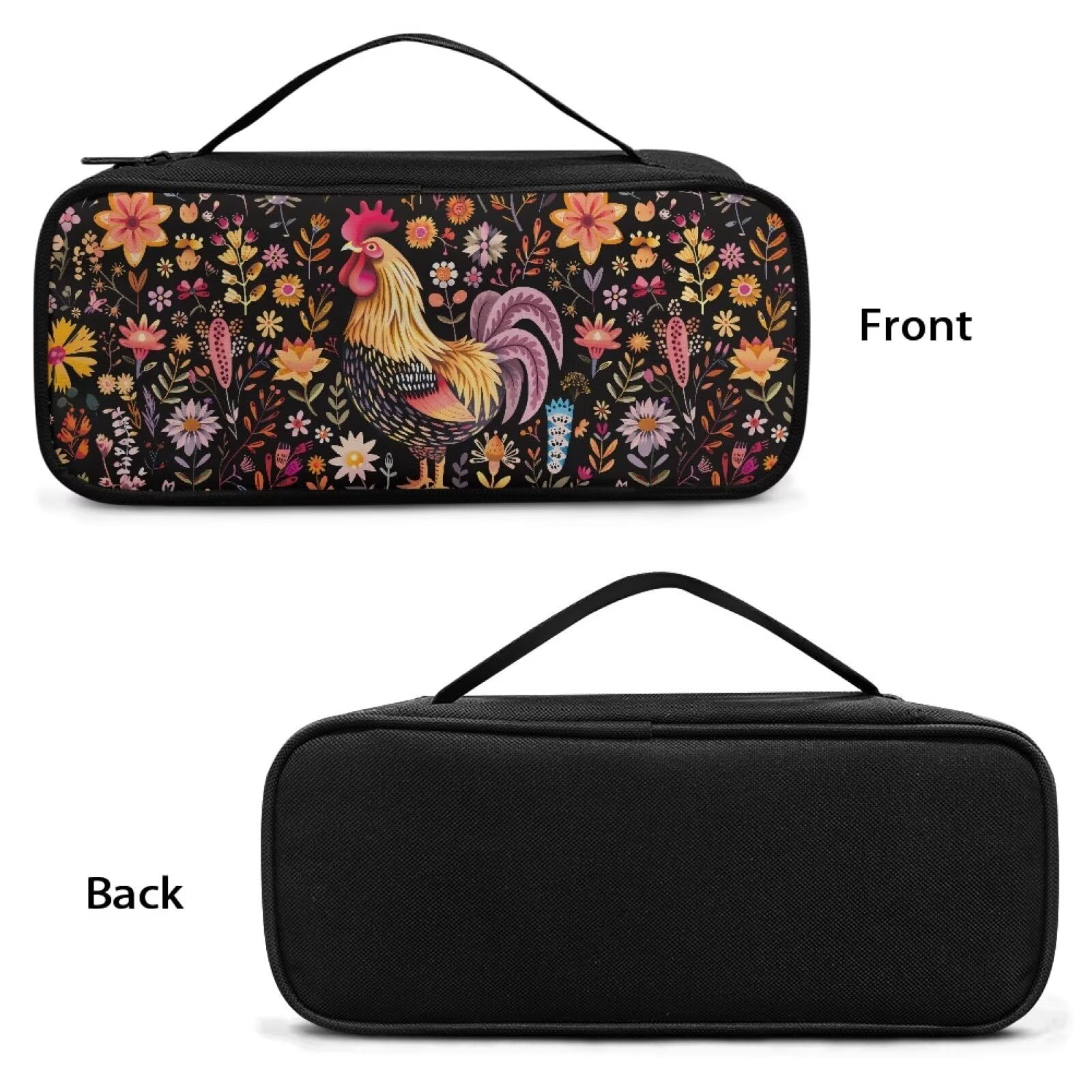 Rnyleeg Retro Floral Chicken Rooster Stethoscope Carrying Case Lightweight Stethoscope Case Large Storage Bag for Nurse Doctor