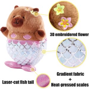 KUMANEKO Capybara Plush,12 in Mermaid Plush for Girls, Cute Capybara Stuffed Animal Transform into Mermaid Stuffed Animal (Brown)