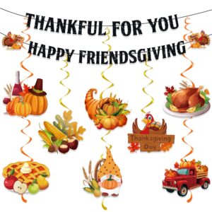 friendsgiving party decorations include happy friendsgiving banner thankful for you banner friendsgiving hanging swirl friends theme friendsgiving party supplies