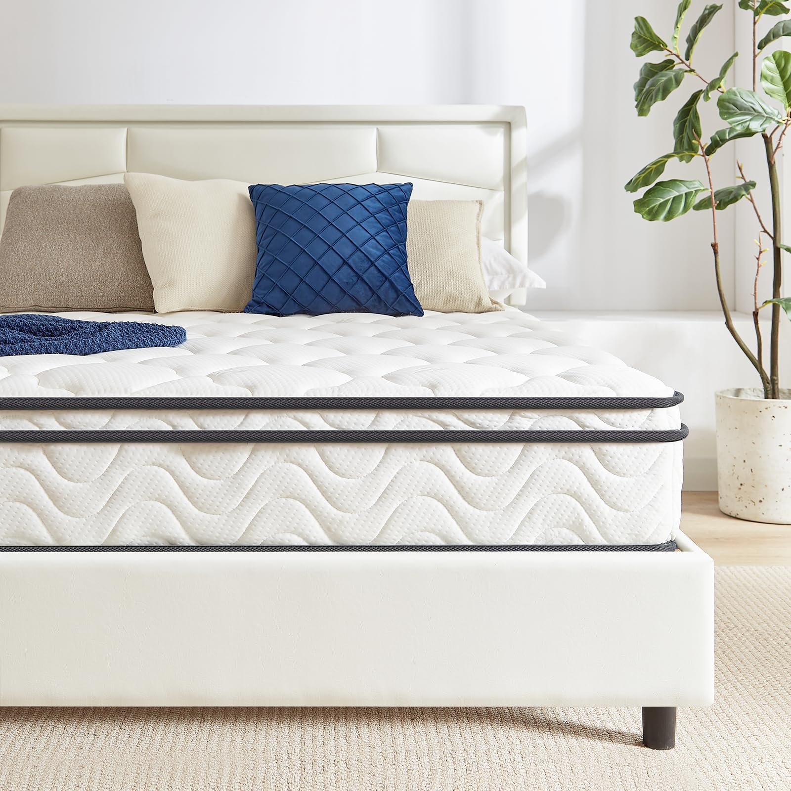 ONBRILL Twin Size Mattress, 10 Inch Hybrid Mattress with Gel Memory Foam,Non-Fiberglass, Medium Firm Soft and Comfort White Mattress,CertiPUR-US