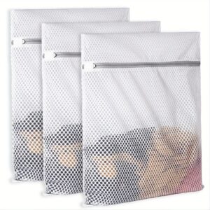 mesh laundry bags, 3pcs mesh wash bags, durable mesh structure with strong zipper, suitable for full-size washing machines and portable washing machines(12 x 16 inches)