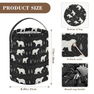 Joko Ivery Polar Bear Black Crochet Bag Organizer for Crocheting Knitting Bag Yarn Storage Organizer with Front Compartments Crochet Tote for Knitting Needles Gifts Crochet Accessories Hooks