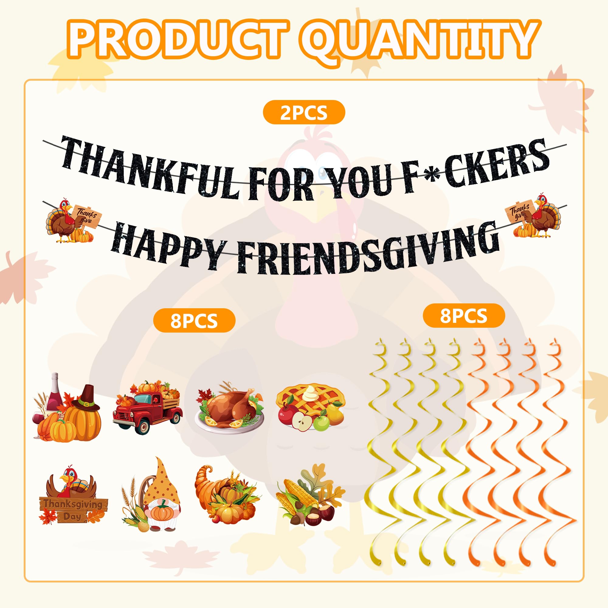 Friendsgiving Party Decorations Include Happy Friendsgiving Banner Thankful for You Banner Friendsgiving Hanging Swirl Friends Theme Friendsgiving Party Supplies