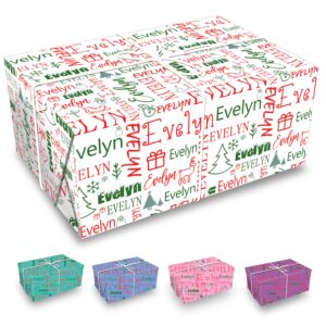 awsundiy personalized gift wrapping paper for kids women men boys girls, custom name wrapping paper for birthday party christmas xmas, gift wrap roll 29"x 20"