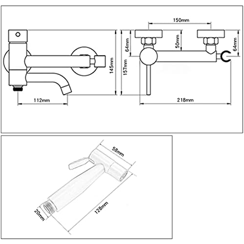 MINJING Bidet Sprayer Kit for Toilet Grey 360 with Swivel Outlet Bidet Attachment Faucet Sprayer Kit for Toilet Bifunctional Bathroom Toilet Bidet Mixer Spray Kit,Shower Hose