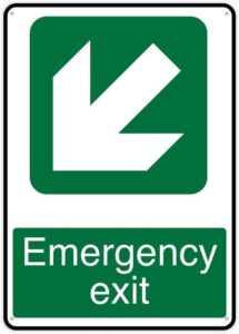 emergency exit down left retro vintage sign home bar pub kitchen restaurant wall deocr plaque signs 12x8inch