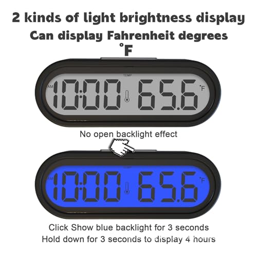 YUELER 2 in1 Convenient Car Digital Clock Convenient Accurate Dashboard Clocks Blue Digital Clock