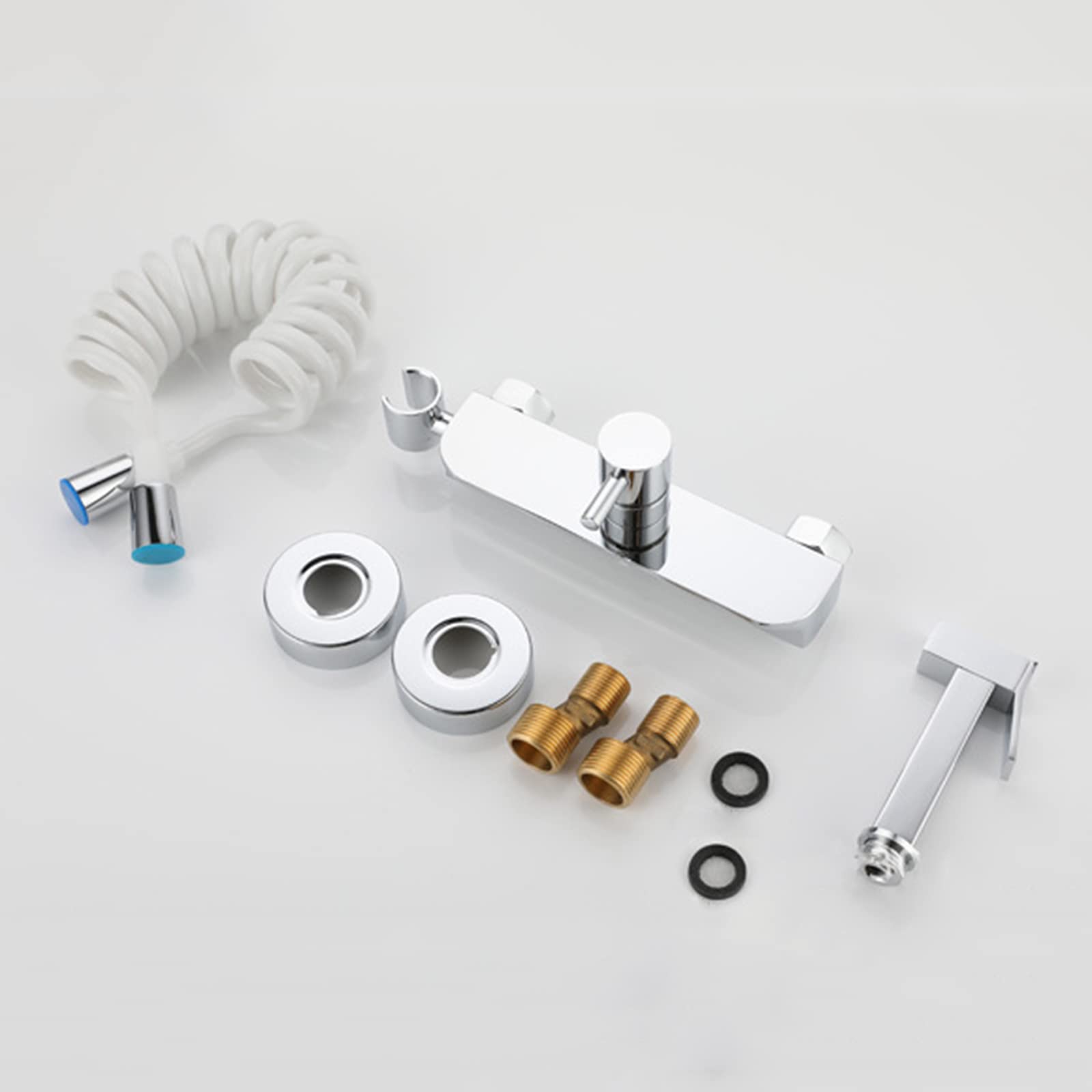 Bidet Sprayer Kit for Toilet Chrome Wall Mounted Bidet Attachment Faucet Single Handle Hot and Cold Bathroom Toilet Bidet Mixer Spray Kit,Shower Hose