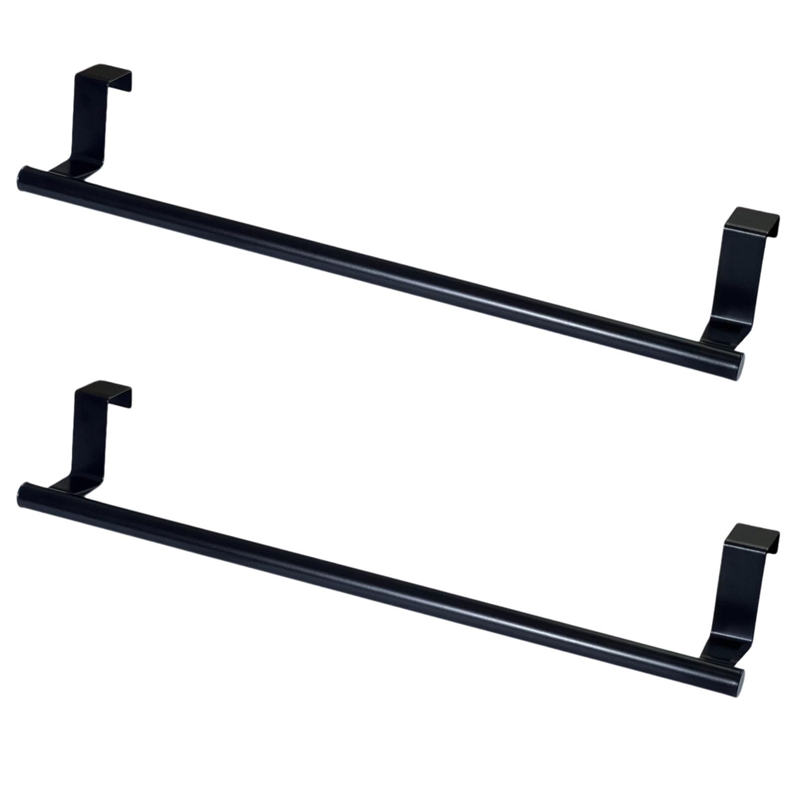 2-PCS Over Cabinet Towel Bar - Convenient Durable Electroplated Stainless Steel Kitchen Towel Rack for Cabinet Doors, Two-Pack Black 14.37"