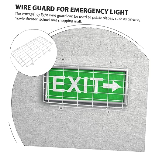 GAROZATION Exit Light Signal Signs Outdoor Emergency The Wire Exit Sign Damage Stopper Wire Exit Sign Cage Wire Guard Exit Sign Protective Cover Guards Protector Wall Gaurd Fixture White Iron