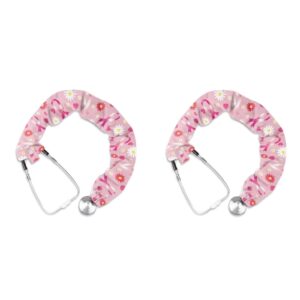 gomyblomy daisy pink ribbon stethoscope cover pink stethoscope cover scrunchie stretchy stethoscope cover sleeves for nurse doctors 2 pack stethoscope accessories