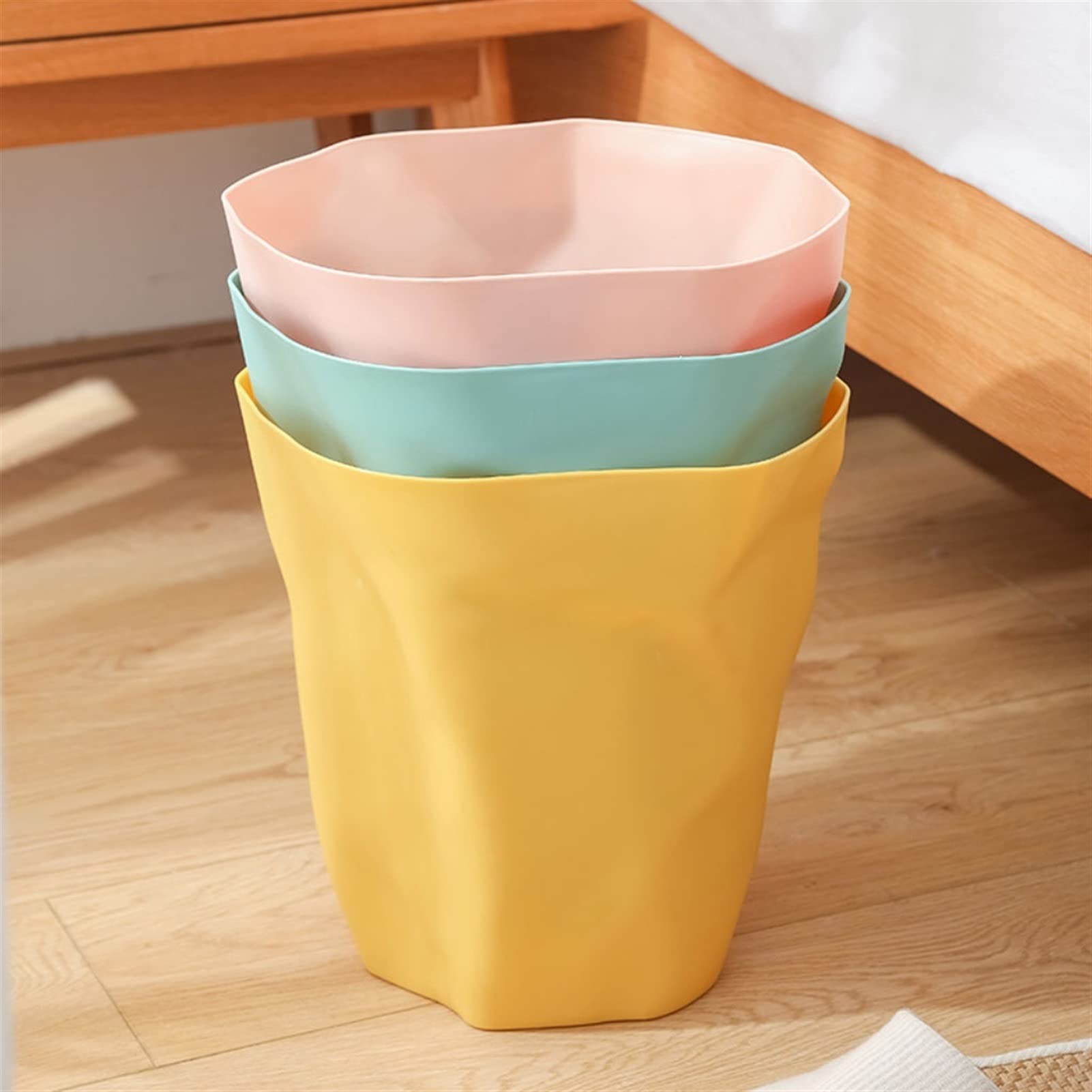 WAVEPEAK Indoor Trash cans Creative Household Trash Can Large Bathroom Kitchen Living Room Office Bedroom Dormitory Paper Basket Simple Waste Paper Basket Trash Can Indoor Garbage cans(B)