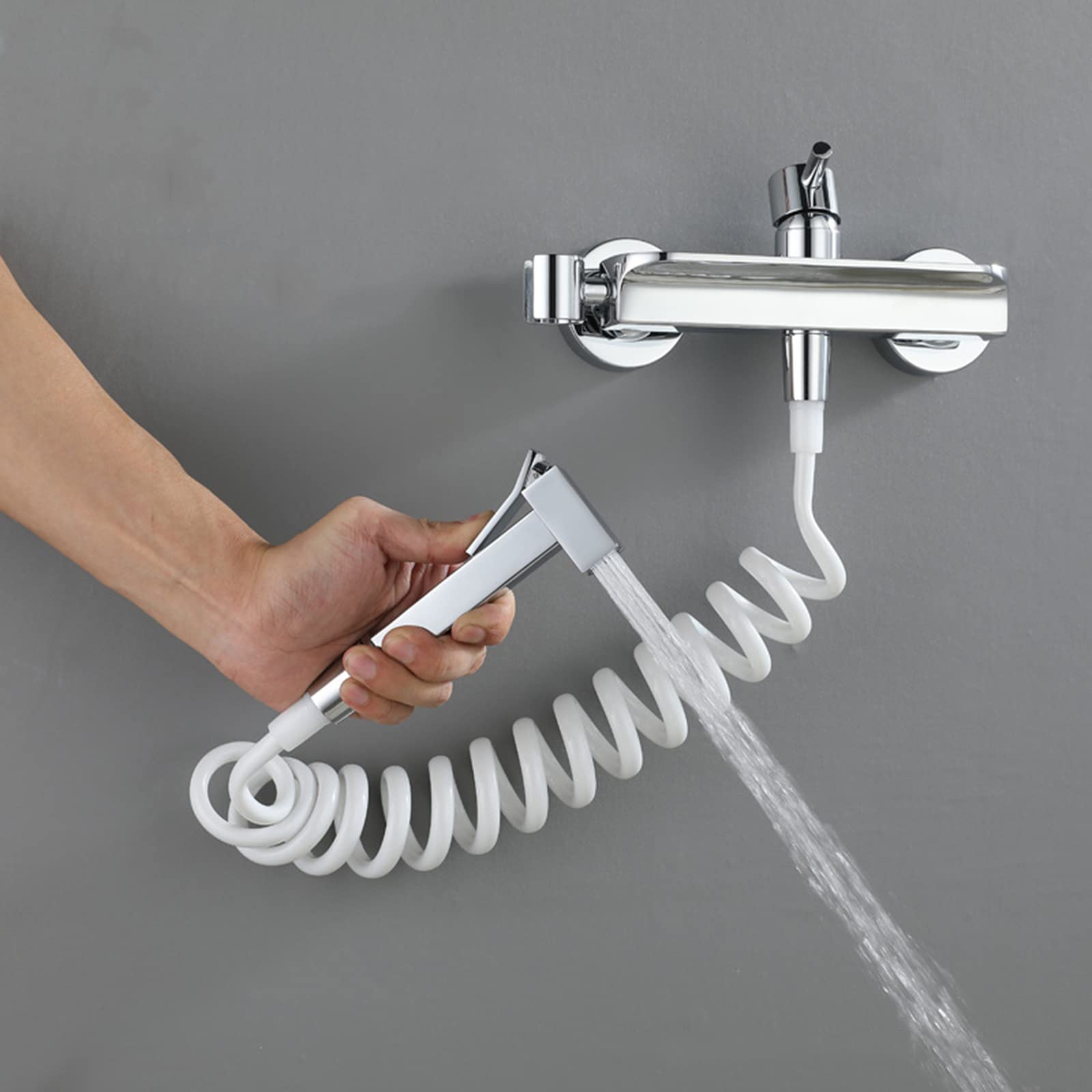 Bidet Sprayer Kit for Toilet Chrome Wall Mounted Bidet Attachment Faucet Single Handle Hot and Cold Bathroom Toilet Bidet Mixer Spray Kit,Shower Hose