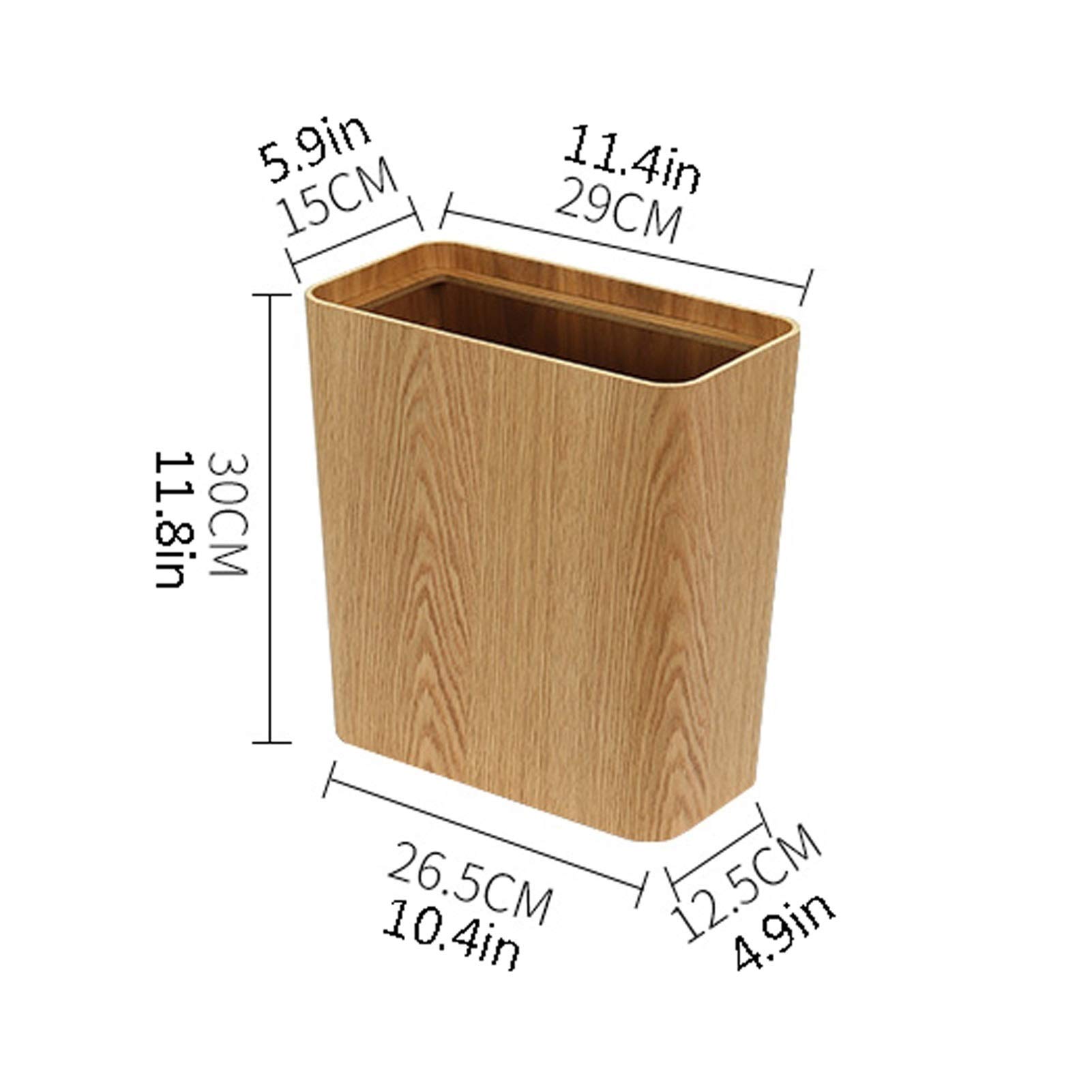 WAVEPEAK Indoor Trash cans Conical Wooden Trash Can Household Swing Lid Garbage Bin Simplicity Creative Waste Basket with Lid, 3 Colors, 10L/2.3 Gallons Indoor Garbage cans(B(with Cover))