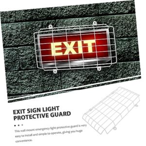 GAROZATION Exit Light Signal Signs Outdoor Emergency The Wire Exit Sign Damage Stopper Wire Exit Sign Cage Wire Guard Exit Sign Protective Cover Guards Protector Wall Gaurd Fixture White Iron