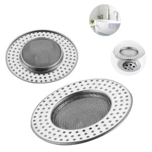 bathtub drain hair catcher, fast drain shower drain hair catcher, stainless steel drain protector for bathroom pop-up drain, kitchen and general drain (4 pcs，outer diameter 3.07in/inner diameter 2in)