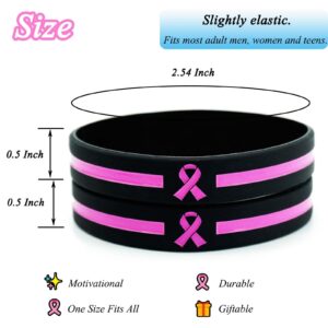 60 Pcs Breast Cancer Awareness Bulk Items Accessories 30 Breast Cancer Awareness Bracelets 30 Awareness Pins Pink Ribbon Wristband Fundraiser Gifts Breast Cancer Party Favor for Women Men 30 Set