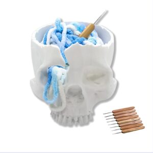 skull yarn bowl holder storage for crocheting crochet knitting accessories，unique skull yarn bowl holder 3d printed