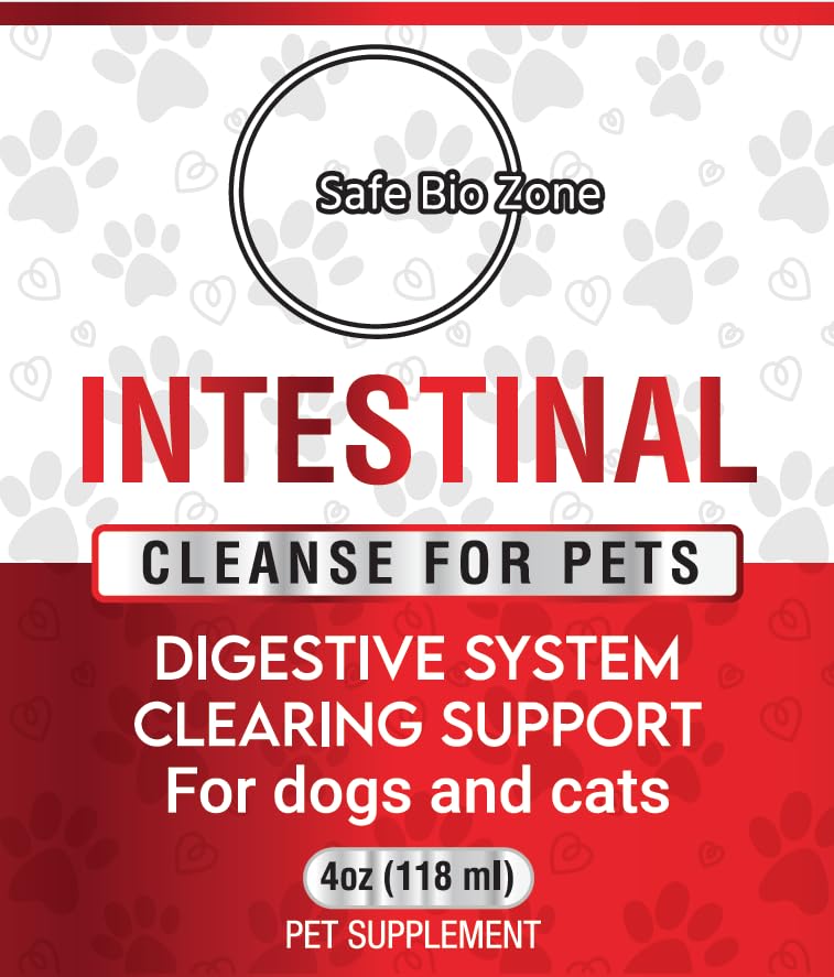 Intestinal Cleanse for Dogs and Cats, Digestive and Intestinal Support, Liquid Herbal Supplement for Gut, Health and Support, Promotes Beneficial Flora Growth, 4 Fl Oz