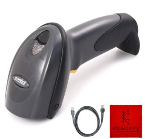 ds6707 zebra symbol barcode scanner bundle - omnidirectional, 1d/2d, corded, handheld, standard range - 1 year warranty - with new usb cable & microfiber cleaning cloth (renewed)