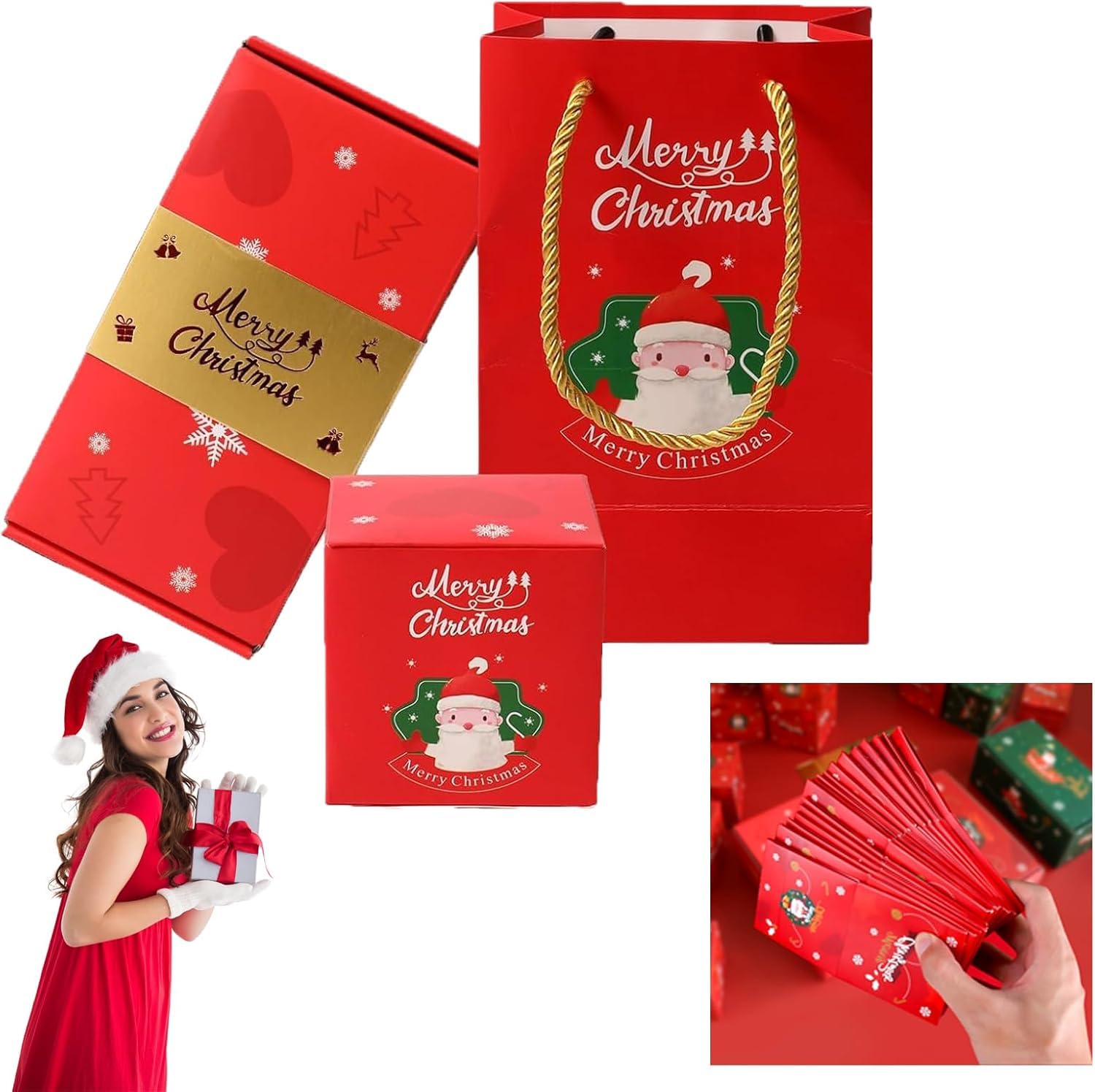 Surprise Box Gift Box for Money, Surprise Gift Box Explosion,Pop Out Money Gift Box,Pop Up Money Box for Cash Gift,Seeroze Surprise Gift Box Christmas,Surprise Gift Box Set (Christmas,12 Pages red)