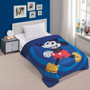 Mickey Mouse Twin Bedding Set for Kids - Bundle with Mickey Bedspread, Flat Sheet, Fitted Sheet, Pillowcase for Twin Bed Plus Decals, Stickers, More | Mickey Mouse Bedroom Decor