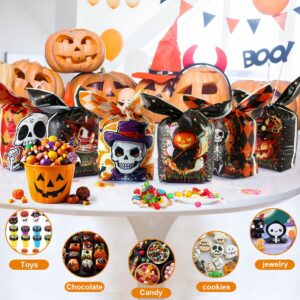 Halloween Treat Bags 100Pcs,6 Style Candy Bags Treat Bags Kids, Cute Rabbit Ear Plastic Goody Bags Halloween Bags for Trick or Treat Goodie Party Favor Gifts