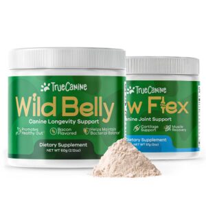 wild belly and new flex truecanine - probiotics and joint supplement for dogs