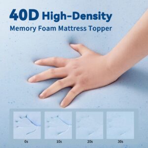 3 Inch Gel Memory Foam Mattress Topper Queen, Cooling Mattress Topper with Removable & Washable Bamboo Cover, CertiPUR-US Certified