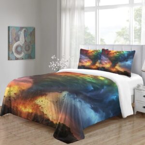 EVMILA Tornado Bedding Set 3D Printed Quilt Cover Duvet Cover Comforter Covers Microfiber with Pillowcases for Childrens and Adults 3 Pieces with Zipper Closure Queen（228x228cm）