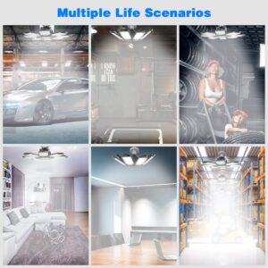 POLARPRA Led Garage Light - 20000LM Super Bright 6500K Garage Lights Ceiling Led w/ 8 Adjustable Panels and Electric Power Washer - 3000 PSI 2.6 GPM Pressure Washers with Foam Cannon