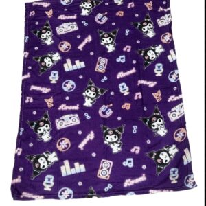 Kuromi & Friends Soft Silky Fleece Throw 40"x50" Kids Blanket “Neon Kuromi”