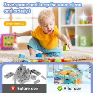 3 Pcs Toy Storage Bags Clear PVC Toy Organizing Bags with Zipper and Handle Reusable Board Game Storage Waterproof Toy Storage Organizer for Building Blocks Toys Books US(green)