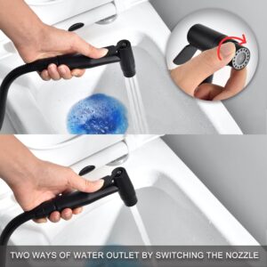 Senhozi Matte Black Bidet Sprayer for Toilet, Warm Water Handheld Bidet Sprayer with Hot and Cold Mixing Valve, Bidet Attachment for Toilet, SE-0002-2-BK