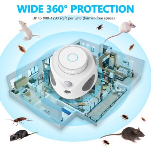 Ultrasonic Repellent for Rodent, 360° Mice Repellent Indoor Rat Deterrent Get Rid of Mice with LED Lights, Pest Control Squirrel Repeller for Attic Houses Barns Garage Basement RV