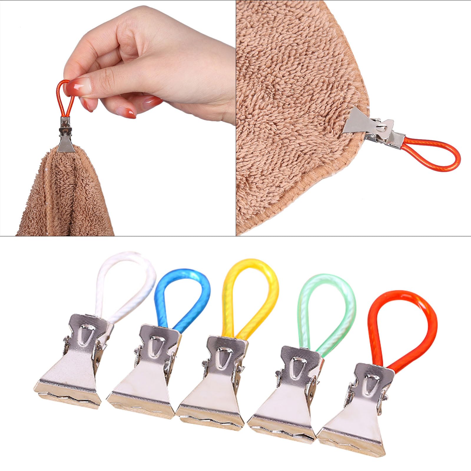 WOEIFGV Household Towel Hanging Clips Household Loop Hand Towel Hangers Hanging Clothes Pegs Bracket Kitchen Bathroom