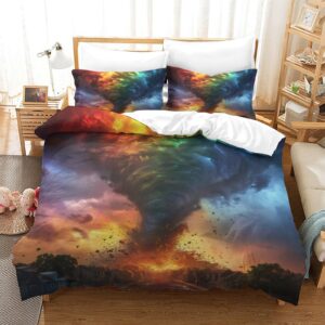 EVMILA Tornado Bedding Set 3D Printed Quilt Cover Duvet Cover Comforter Covers Microfiber with Pillowcases for Childrens and Adults 3 Pieces with Zipper Closure Queen（228x228cm）