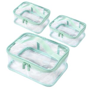 3 Pcs Toy Storage Bags Clear PVC Toy Organizing Bags with Zipper and Handle Reusable Board Game Storage Waterproof Toy Storage Organizer for Building Blocks Toys Books US(green)