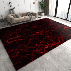 irregular curves red area rug 2x3 entryway rug, black minimalist living room rug, soft non slip washable carpet for bedroom office hallway garden laundry room