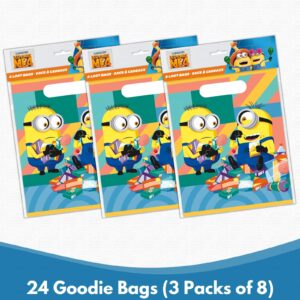 Unique Minions Birthday Party Decorations Set - Bundle with 24 Plastic Minion Party Favor Bags and Checklist - Minion Party Decorations - Despicable Me Minion Goodie Bags